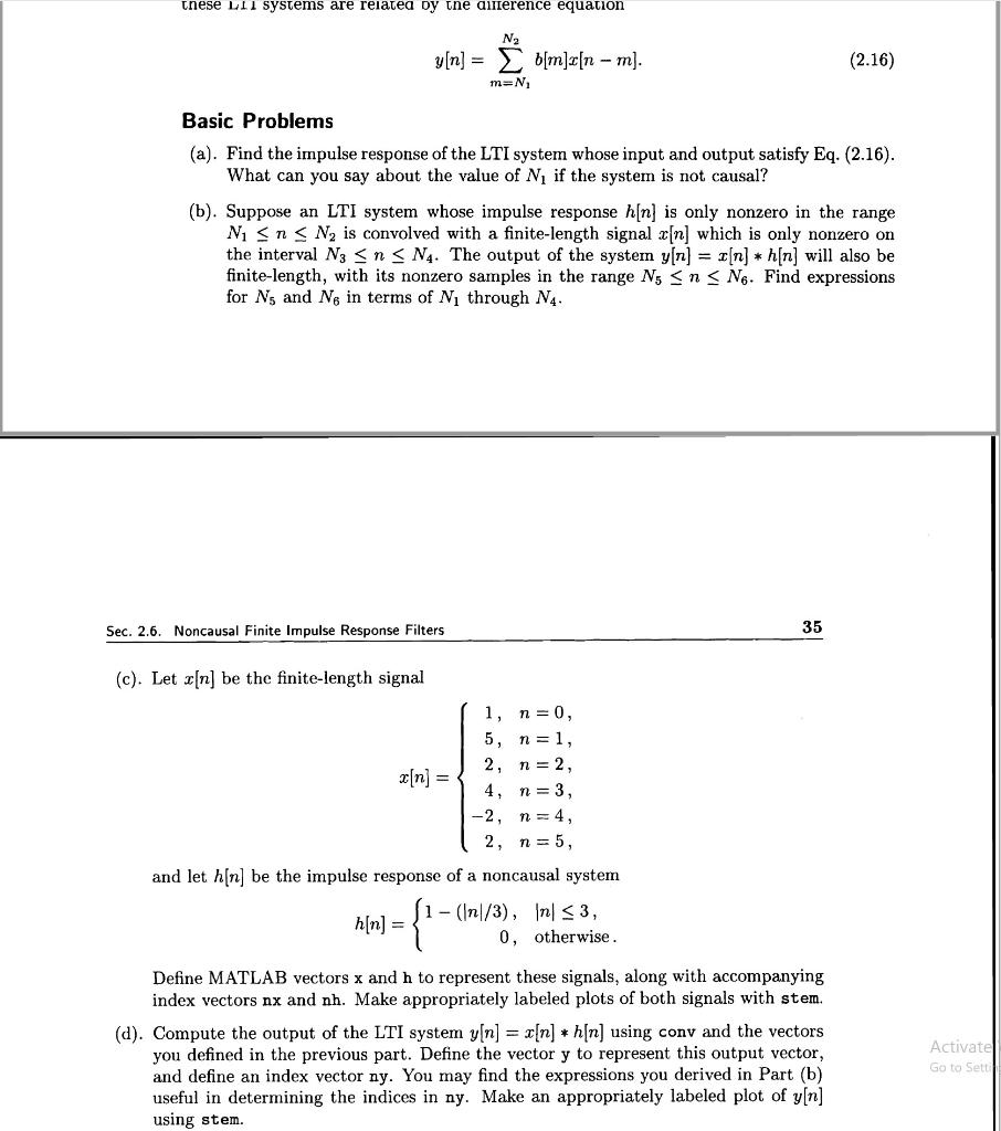 Solved 2.6 Noncausal Finite Impulse Response Filters In this | Chegg.com