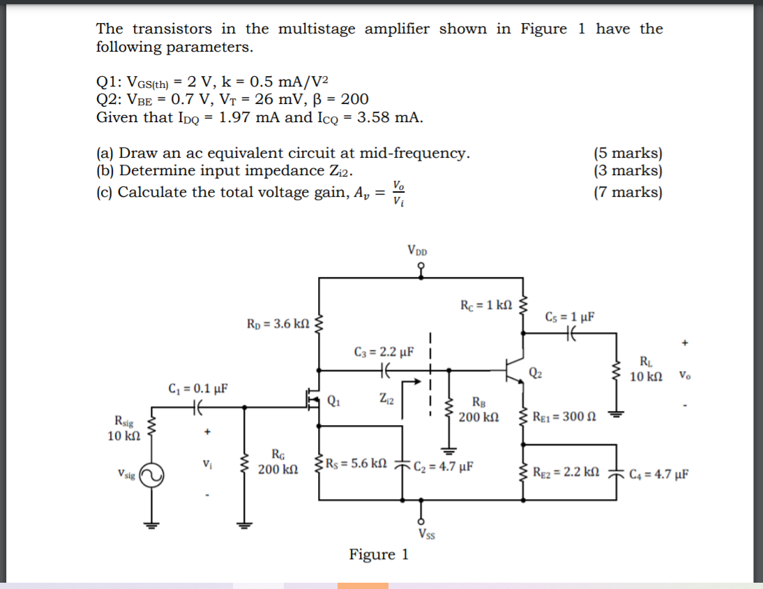 Solved The transistors in the multistage amplifier shown in | Chegg.com