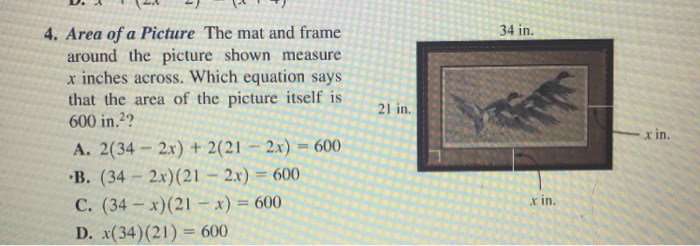Solved Area of a Picture The mat and frame around the | Chegg.com