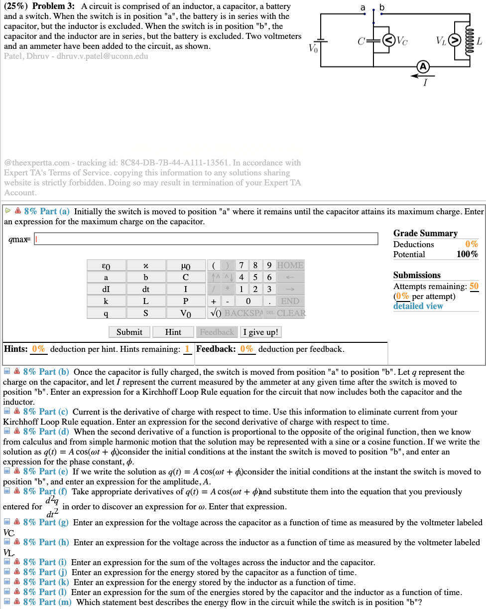 Solved 25 Problem 3 A Circuit Is Comprised Of An Indu