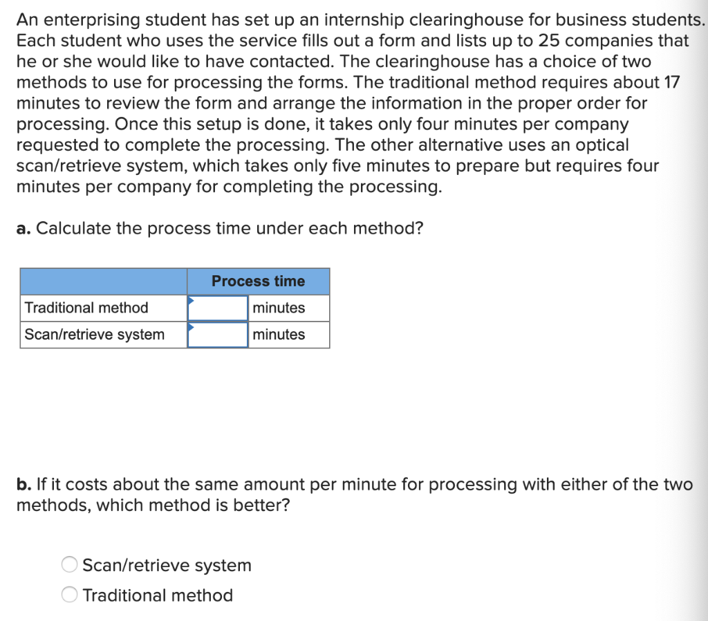 Solved An enterprising student has set up an internship | Chegg.com