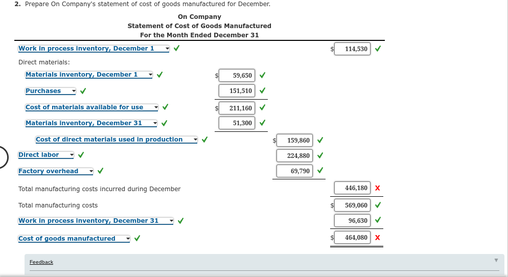 Solved Manufacturing Income Statement, Statement of Cost of | Chegg.com