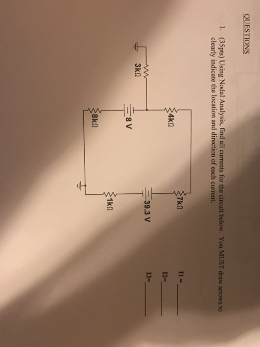 Solved Using Nodal Analysis, find all currents for the | Chegg.com