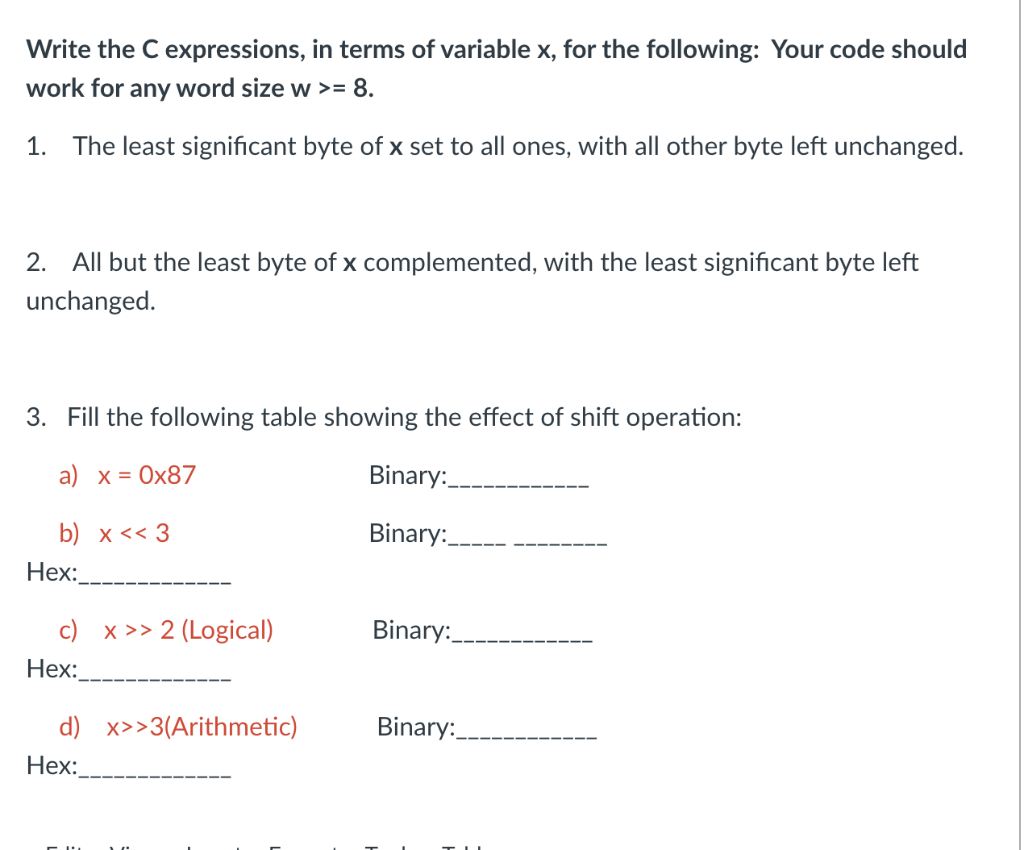 Solved Write The C Expressions In Terms Of Variable X For 6178