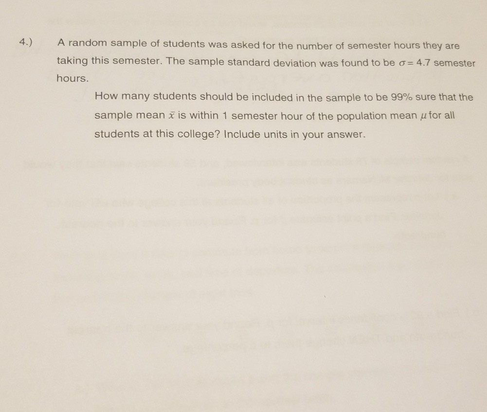 Solved 4.) A random sample of students was asked for the | Chegg.com