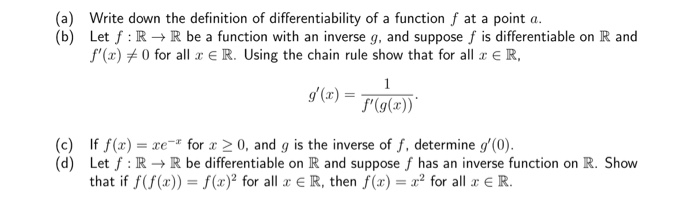 Solved (a) Write down the definition of differentiability of | Chegg.com