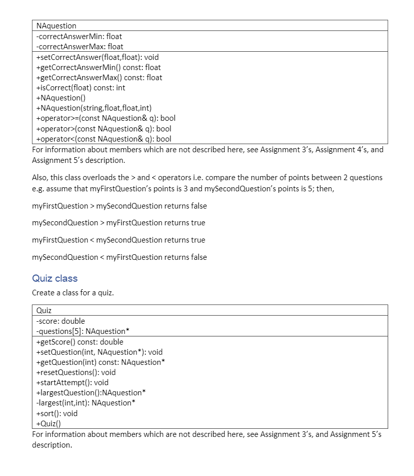 Solved Question class Create a class for a question. | Chegg.com