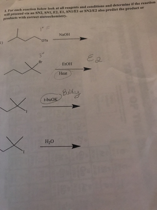 Solved 1. For each reaction below look at all reagents and | Chegg.com