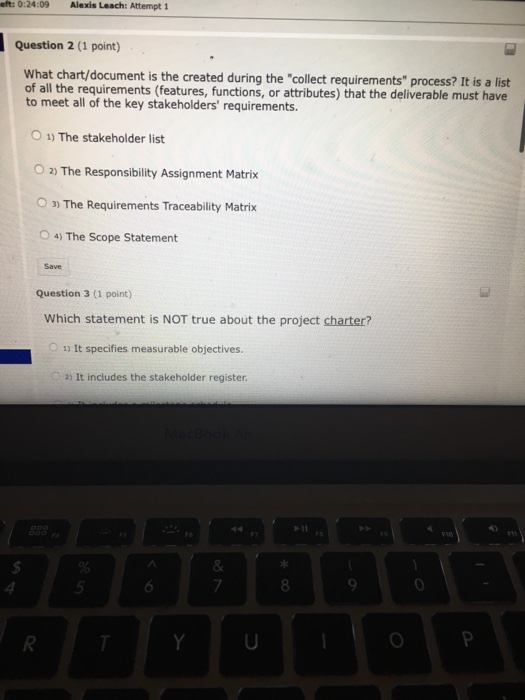 Solved ft: 0:24:32 Alexis Leach: Attempt 1 Question 1 (1 | Chegg.com