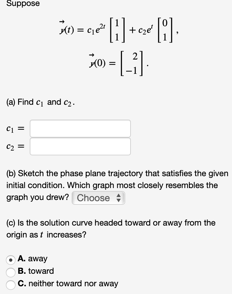 Solved Suppose ) cx* [!] + [8] 50 = [-] (a) Find C1 and 22. | Chegg.com