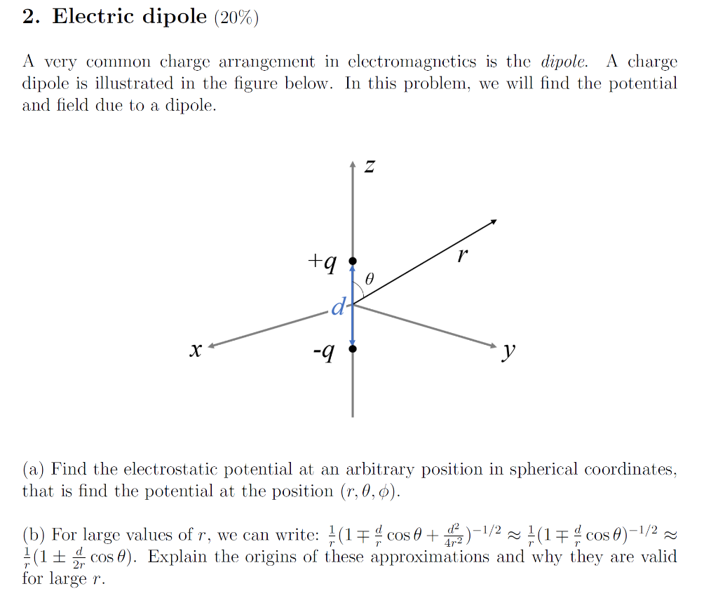 Solved 2. Electric dipole (20%) A very common charge | Chegg.com