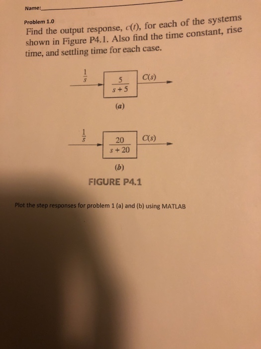 Solved Name: Problem 1.0 ind the output response, c(), for | Chegg.com