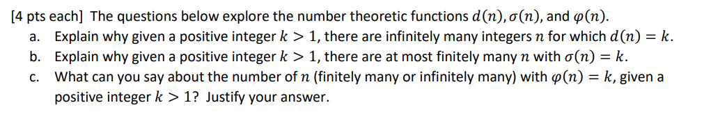 Solved [4 pts each] The questions below explore the number | Chegg.com