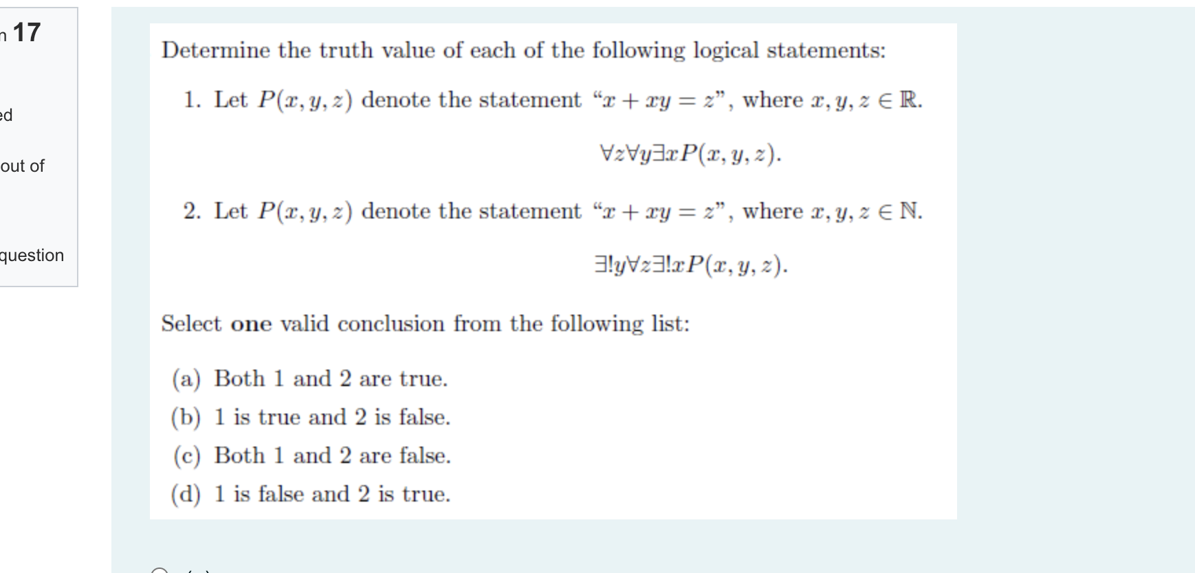 Solved 717 Determine the truth value of each of the | Chegg.com