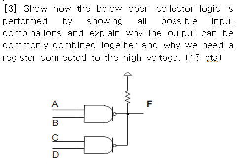 Solved [3] Show how the below open collector logic is | Chegg.com