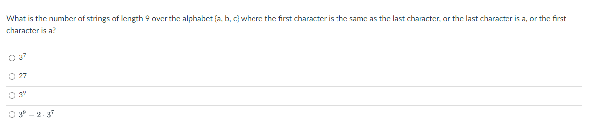 Solved What is the number of strings of length 9 over the | Chegg.com