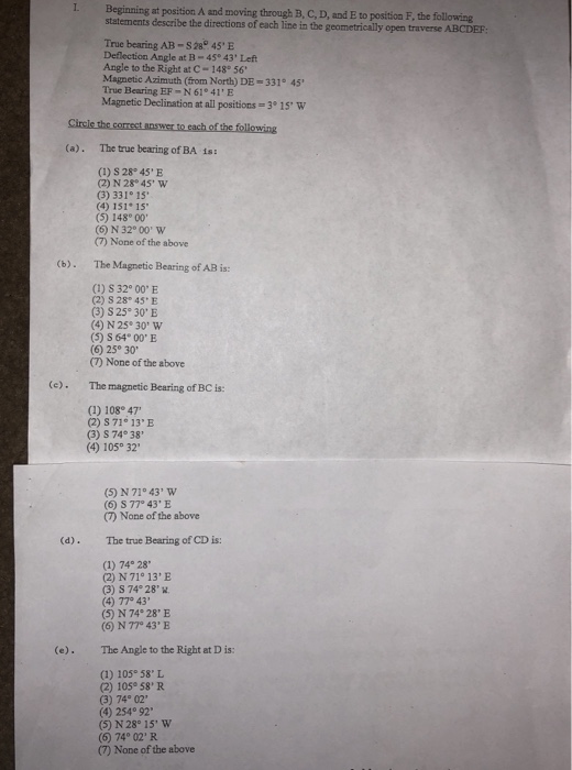 Solved I. Beginning at position A and moving through B, C, | Chegg.com