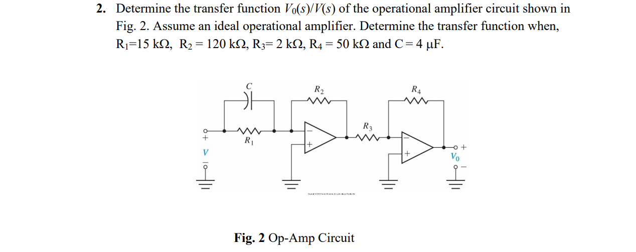 Solved Determine the transfer function V0sV(s) ﻿of the | Chegg.com