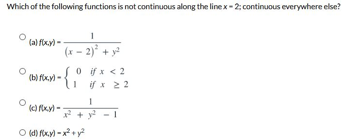Solved Which of the following functions is not continuous | Chegg.com