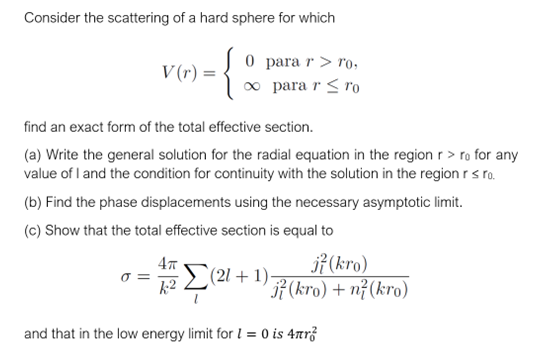 Solved Consider the scattering of a hard sphere for which | Chegg.com