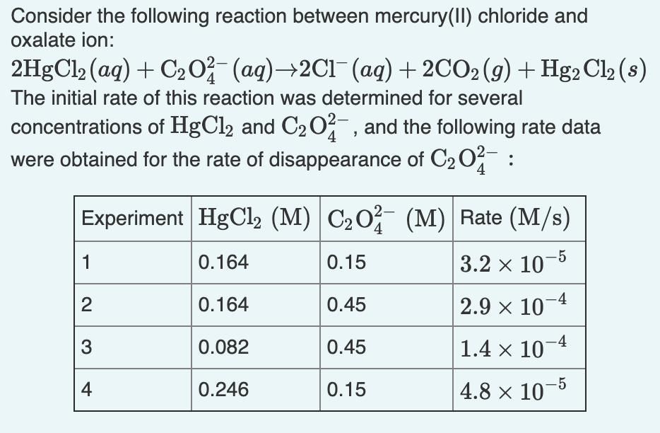 Solved Consider the following reaction between mercury(II) | Chegg.com