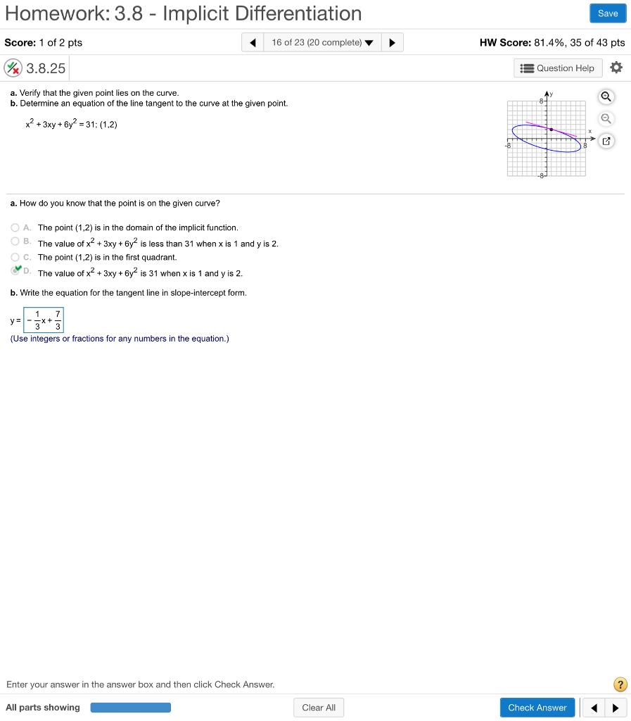 Solved Homework: 3.8 - Implicit Differentiation Score: 1 of | Chegg.com