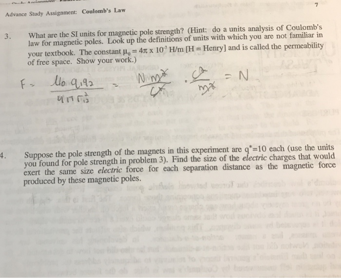Solved Advance Study Assignment: Coulomb's Law 7 What are | Chegg.com
