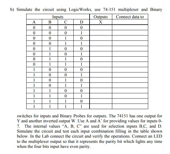 Solved Part I: Parity Generator: a) Design a parity | Chegg.com