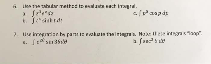 Solved Use the tabular method to evaluate each integral. a. | Chegg.com