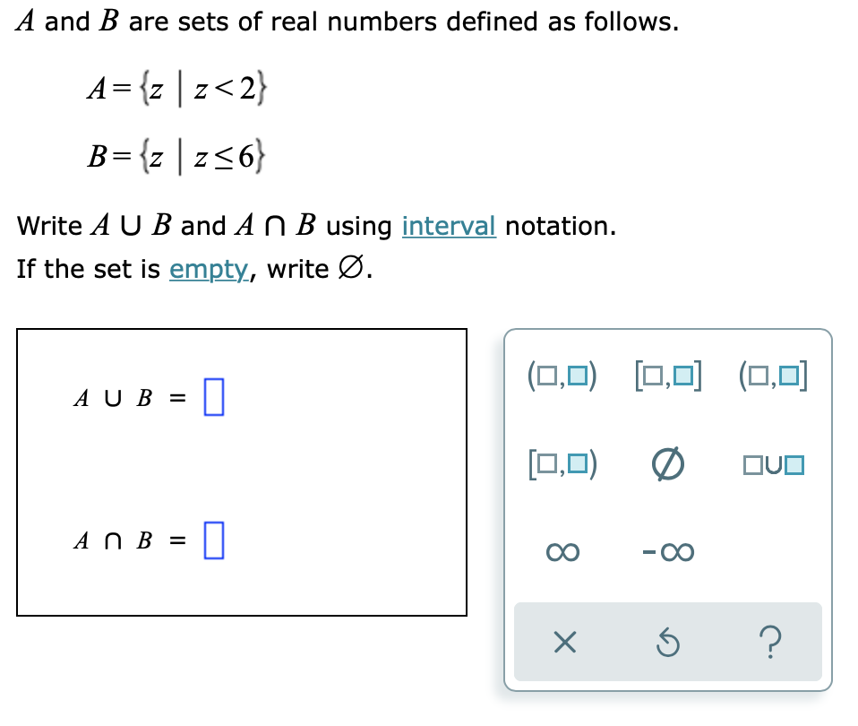 Solved A and B are sets of real numbers defined as follows. | Chegg.com