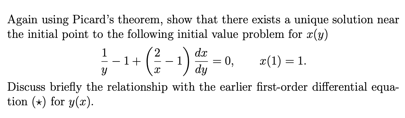 Solved Again using Picard's theorem, show that there exists | Chegg.com