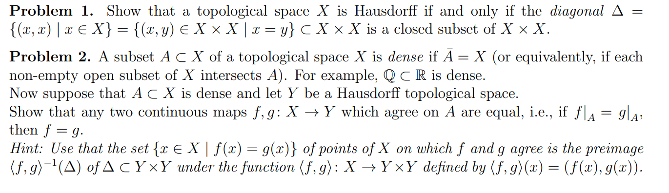 Solved Problem 1. Show that a topological space X is | Chegg.com