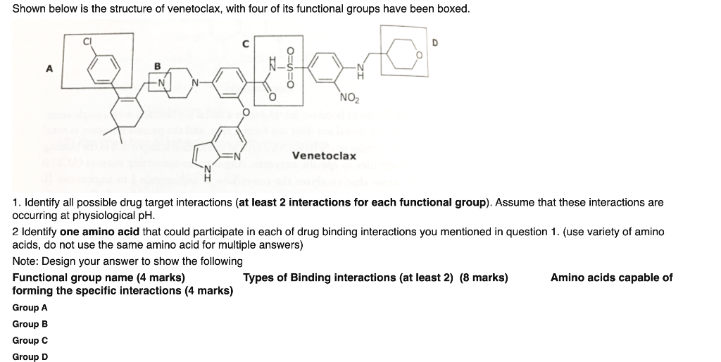 Solved Shown below is the structure of venetoclax, with four | Chegg.com