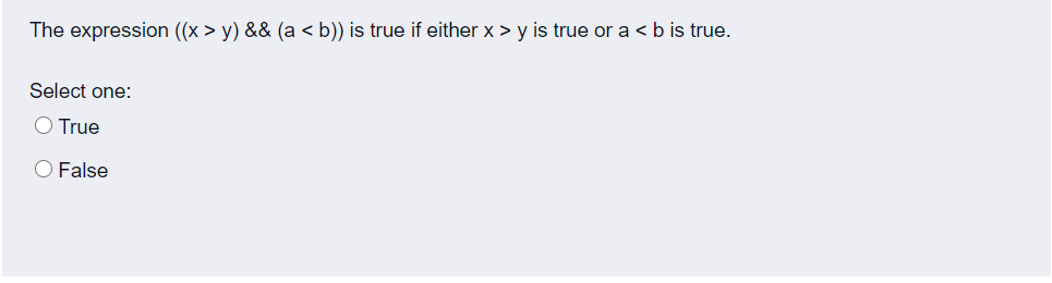 Solved The expression ((x > y) && (a