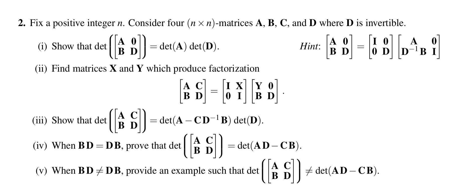 Solved 2. Fix a positive integer n. Consider four (n x | Chegg.com