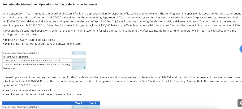 Solved Preparing the Discontinued Operations Section of the | Chegg.com
