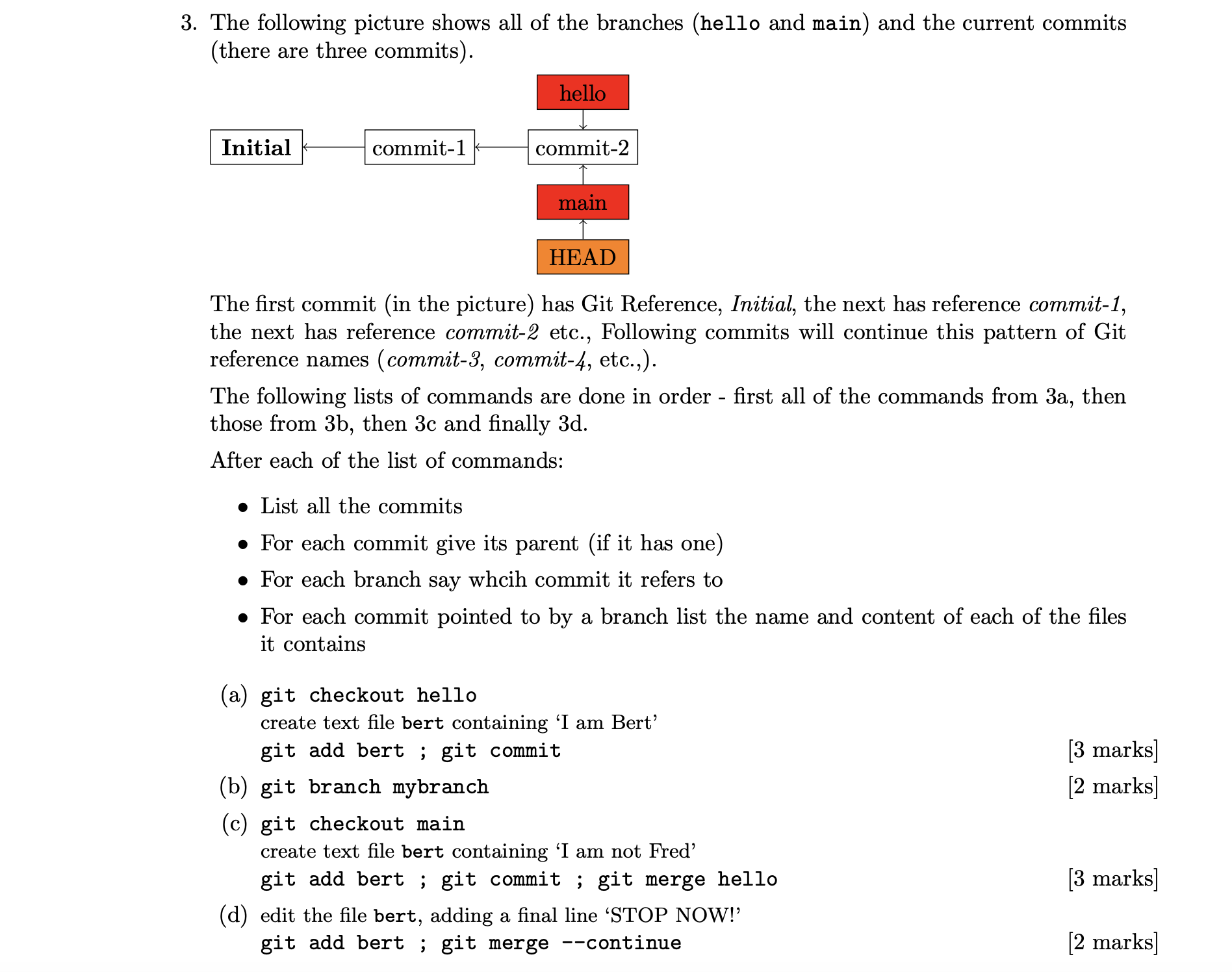 Solved 3. The following picture shows all of the branches | Chegg.com