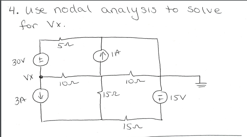 Solved Use nodal analysis to solvefor Vx. | Chegg.com