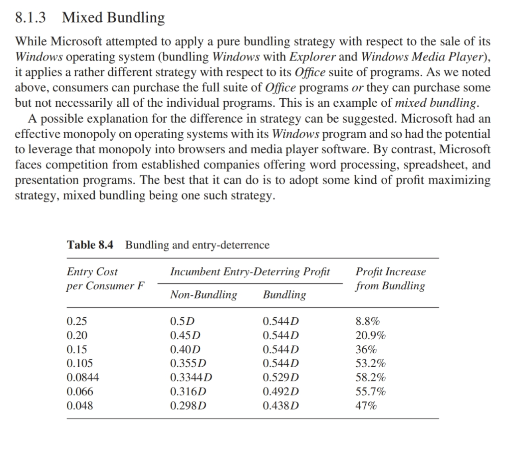 Solved 8.1.3 Mixed Bundling While Microsoft attempted to | Chegg.com