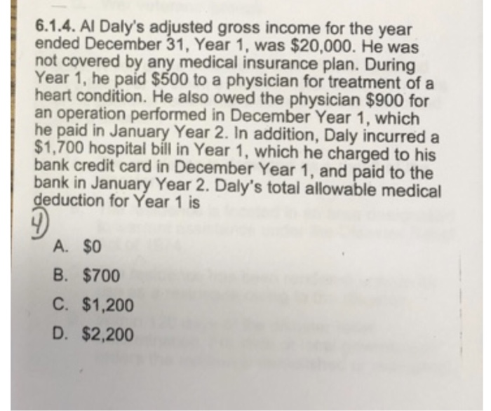 Solved 6.1.4. Al Daly's adjusted gross income for the year | Chegg.com