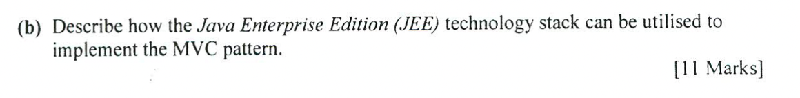 Solved (b) Describe how the Java Enterprise Edition (JEE) | Chegg.com