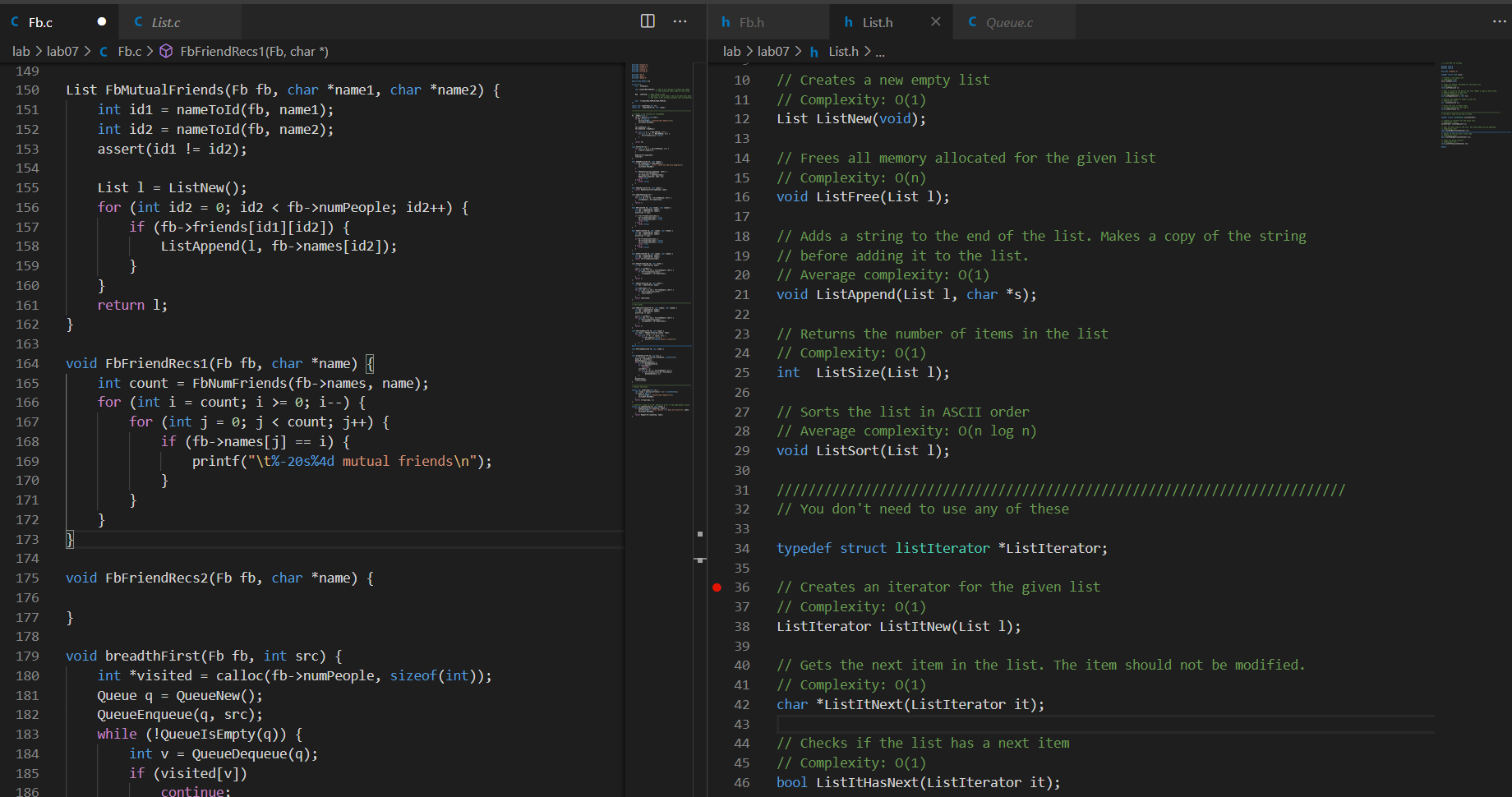 Solved Implement the FbMutualFriends () function in Fb.c, | Chegg.com