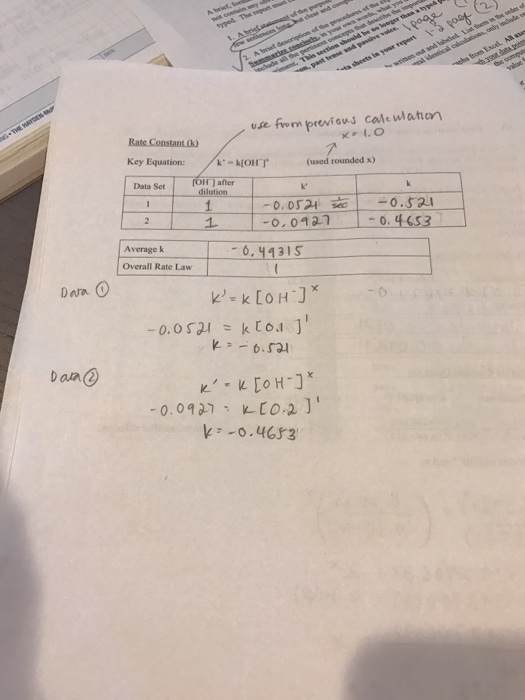 Solved Kinetics. How do I calculate experimental errors for | Chegg.com