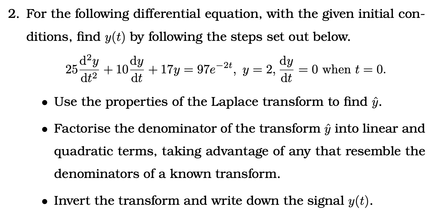 Solved For the following questions, find the solution to the | Chegg.com