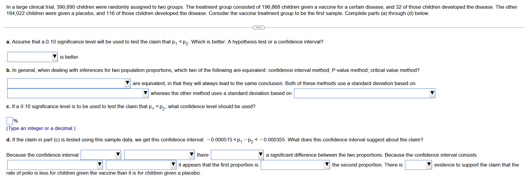 Solved drop down menu options A) a hypothesis test/a | Chegg.com