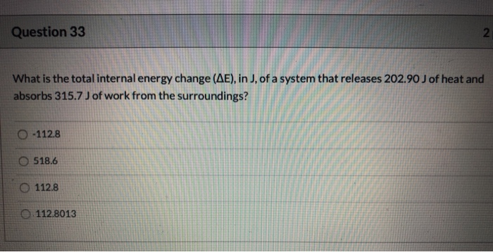 Solved Question 33 2 What is the total internal energy | Chegg.com