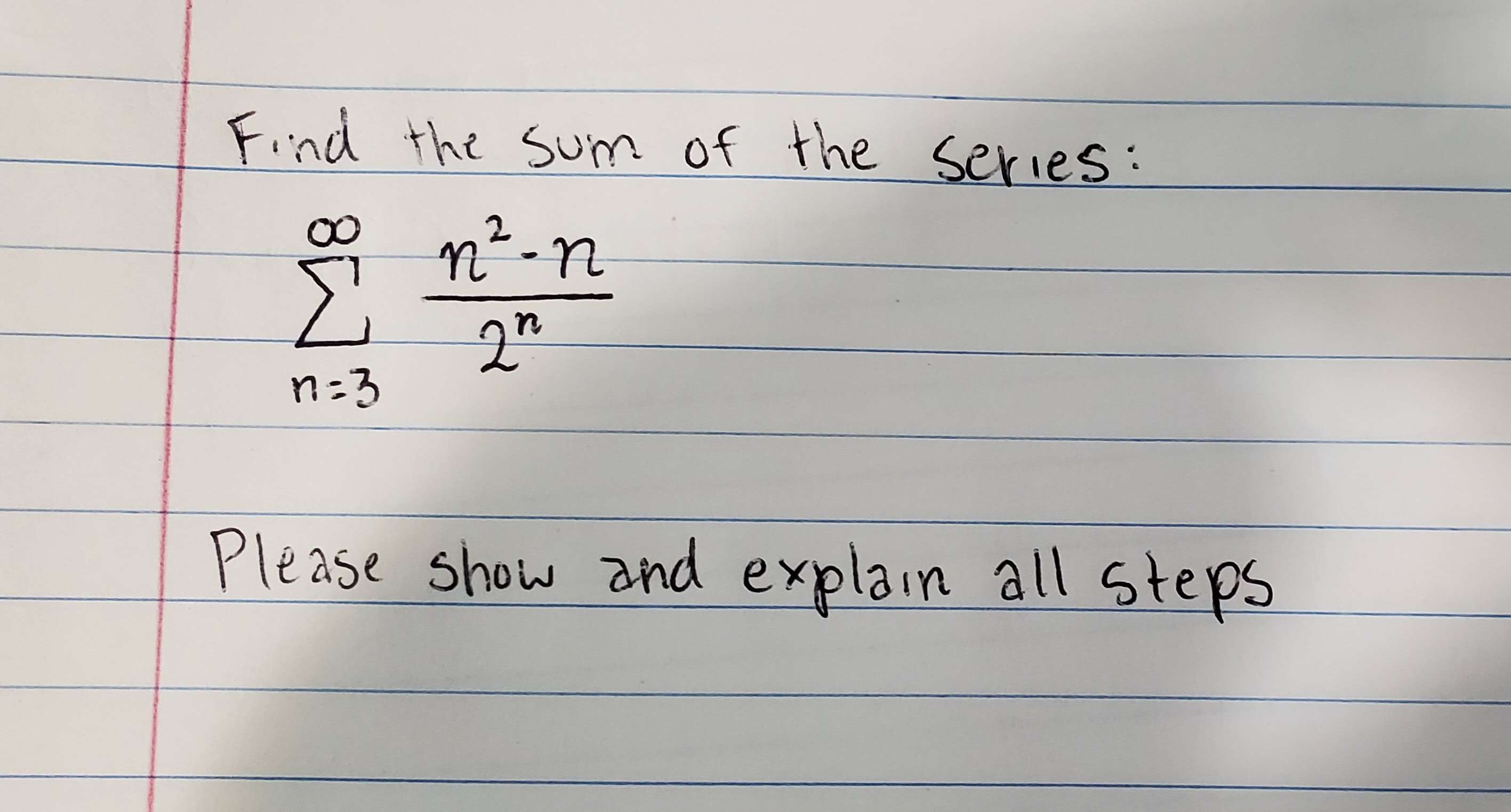 Solved Find the sum of the series: \\[ \\sum_{n=3}^{\\infty} | Chegg.com