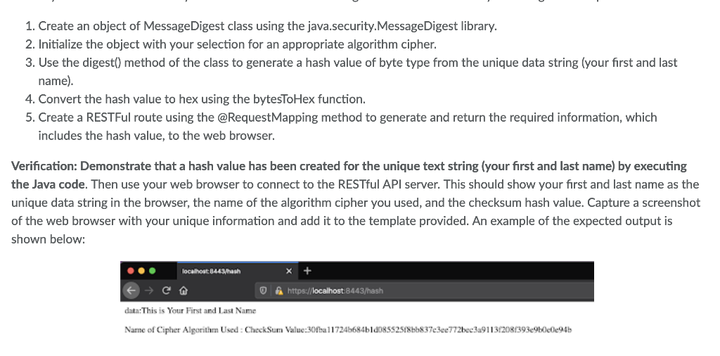 1. Create an object of MessageDigest class using the | Chegg.com