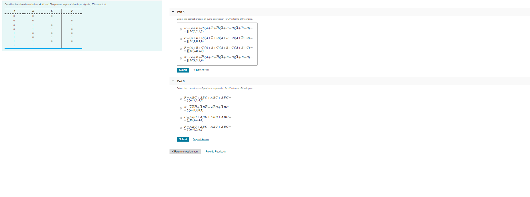 Solved Consider the table shown below. A B and Crepresent | Chegg.com