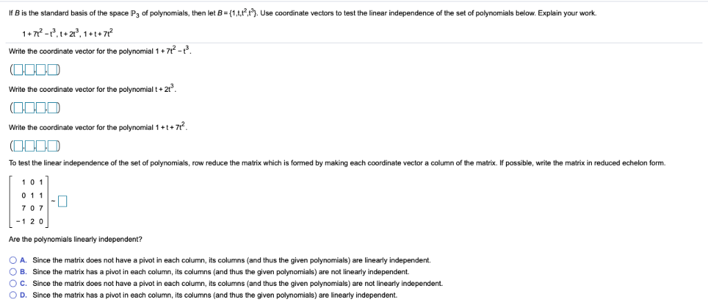 Solved If B is the standard basis of the space P3 of | Chegg.com